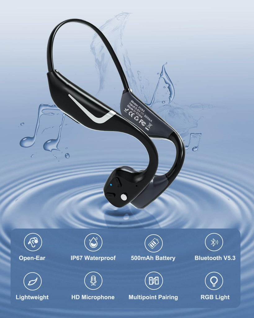 MONODEAL Bone Conduction Headphones Bluetooth, Open Ear Headphones wit ...