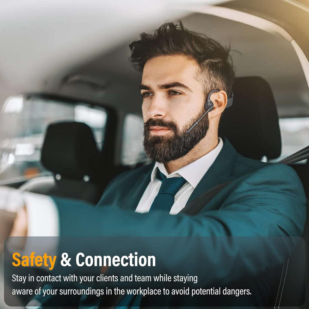 MONODEAL Bone Conduction Headphones with Mic, Bluetooth 5.3 Open Ear H ...