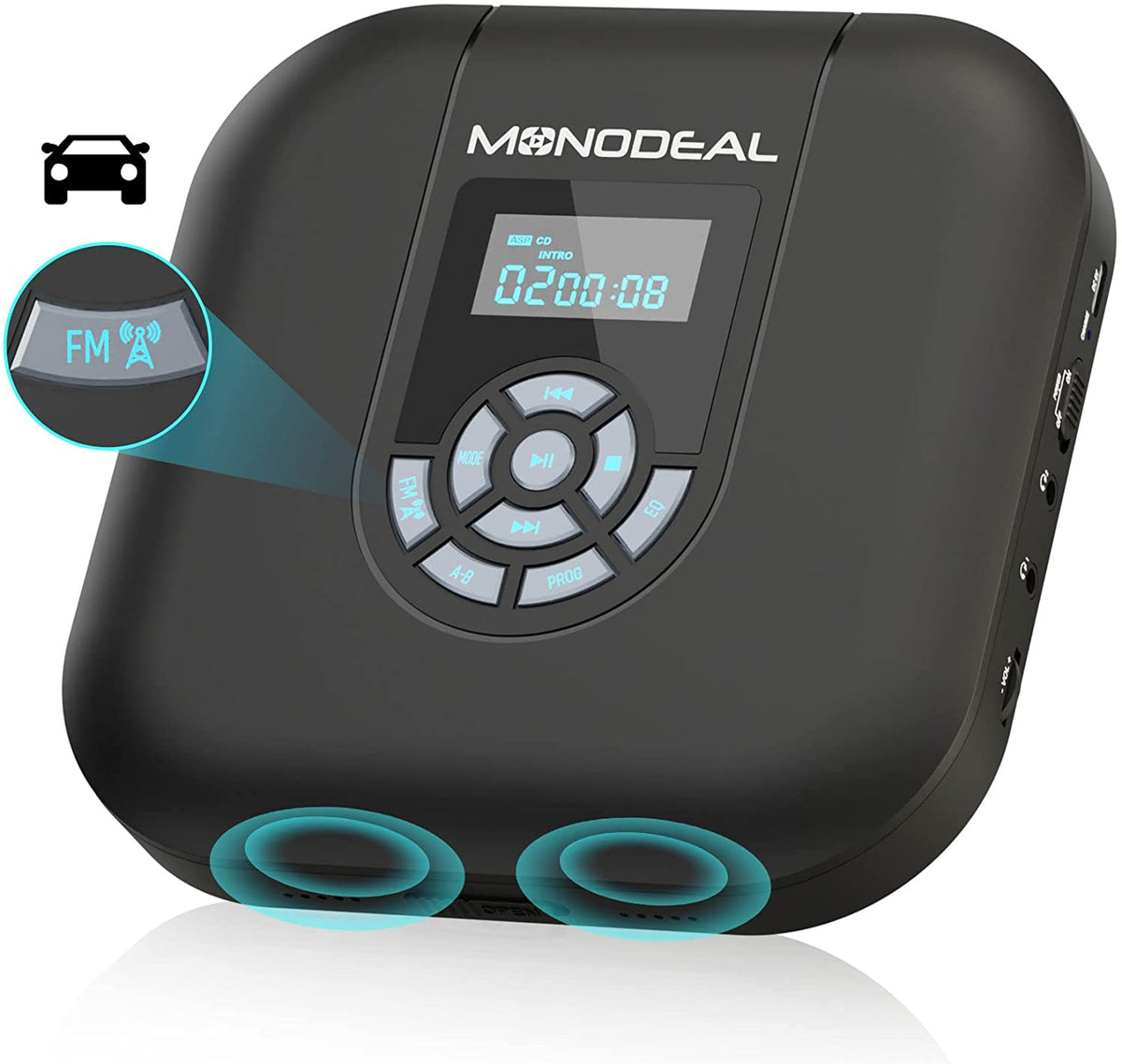 MONODEAL Portable CD Player with Speaker Rechargeable CD Player with F ...