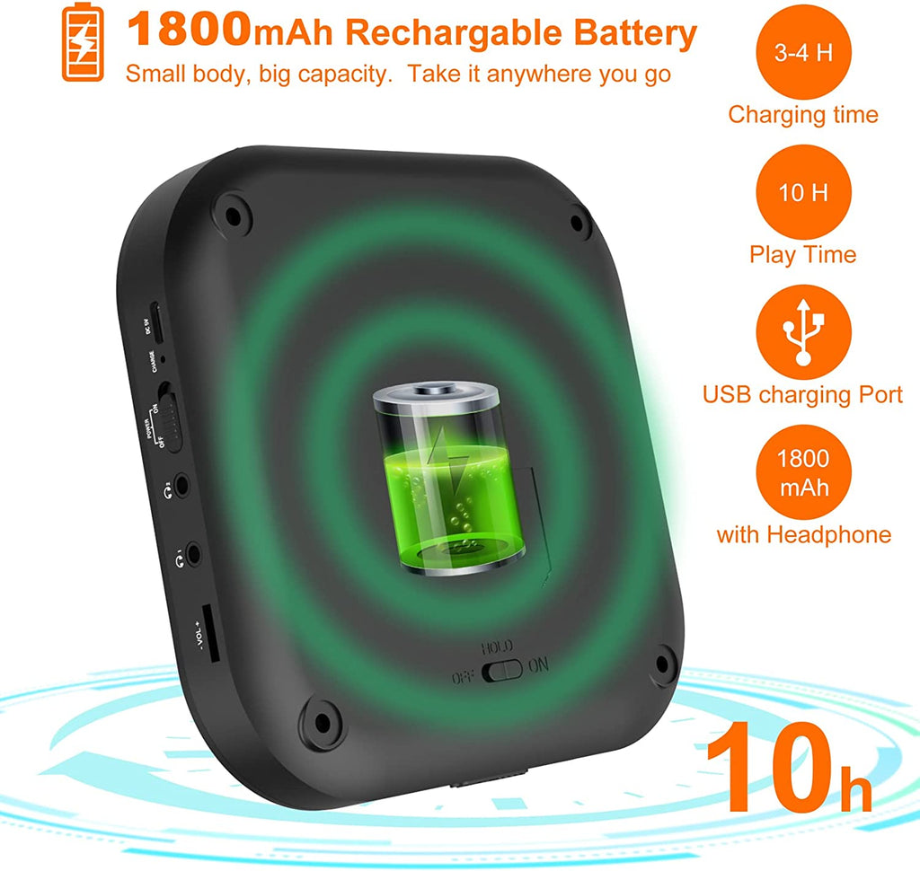 CD Player Portable, MONODEAL Bluetooth CD Player with Speakers and FM ...