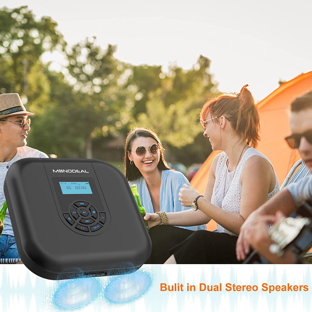 CD Player Portable, MONODEAL Bluetooth CD Player with Speakers and FM ...