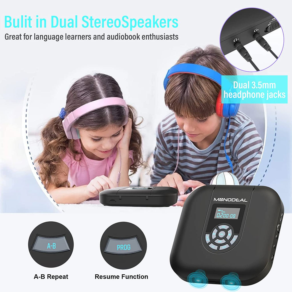 MONODEAL Portable CD Player with Speaker Rechargeable CD Player with F ...