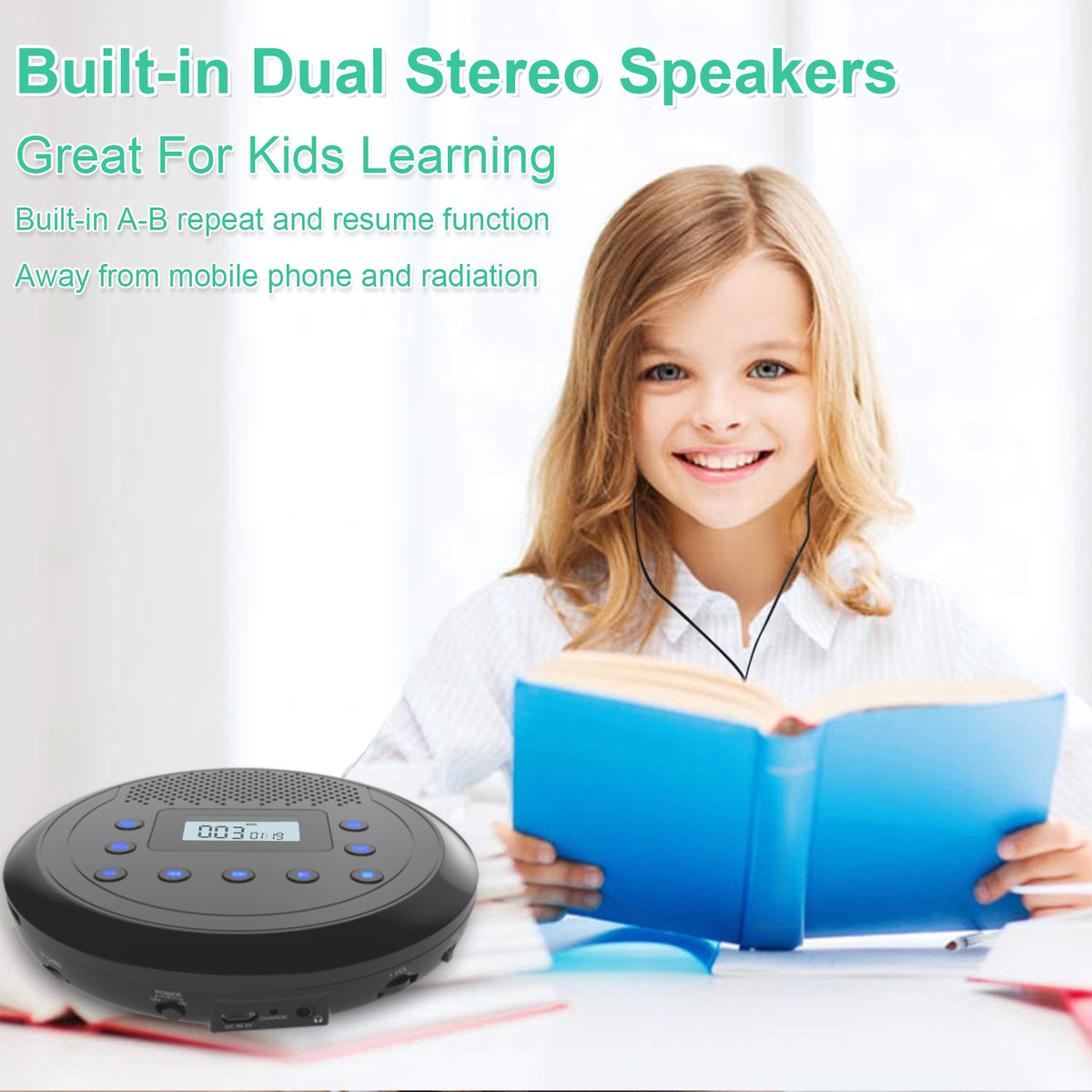 CD Player Portable, MONODEAL MD-109 Rechargeable Portable CD Player wi ...